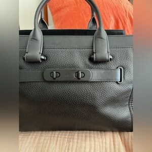 Coach | Bags | Coach Swagger Black Leather Black Matte Hardware | Poshmark